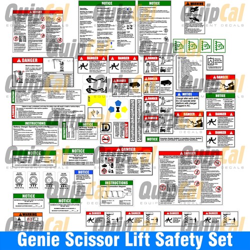 Genie Scissor Lift Safety Decal Set - Decals for all your Genie ...