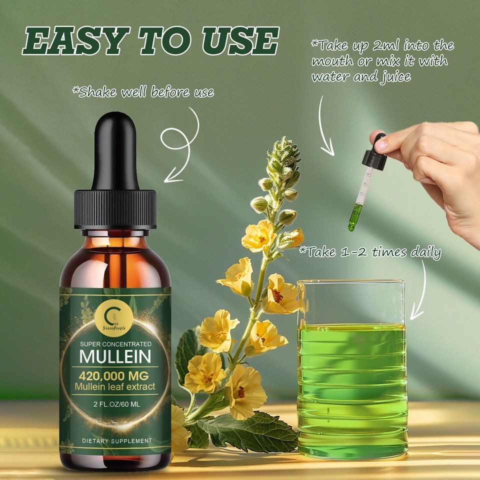 Mullein Drops Super Concentrated Lung Cleanse Detox Leaf Extract ...