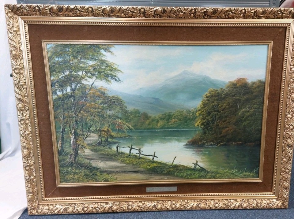 Large Oil Painting Lakeside Walk by Keith Sutton (M21) | eBay UK