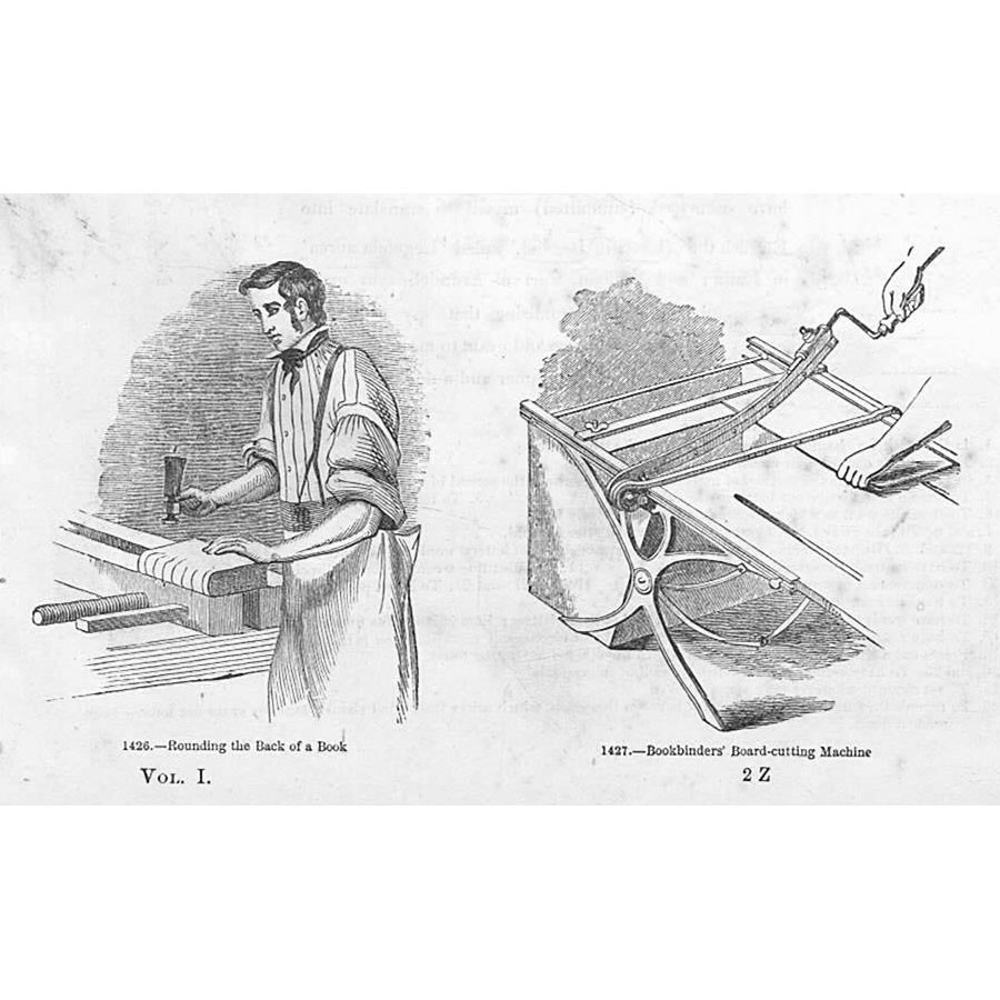 BOOKBINDING Rounding Book & Cutting Machine - Antique Print 1851 | eBay