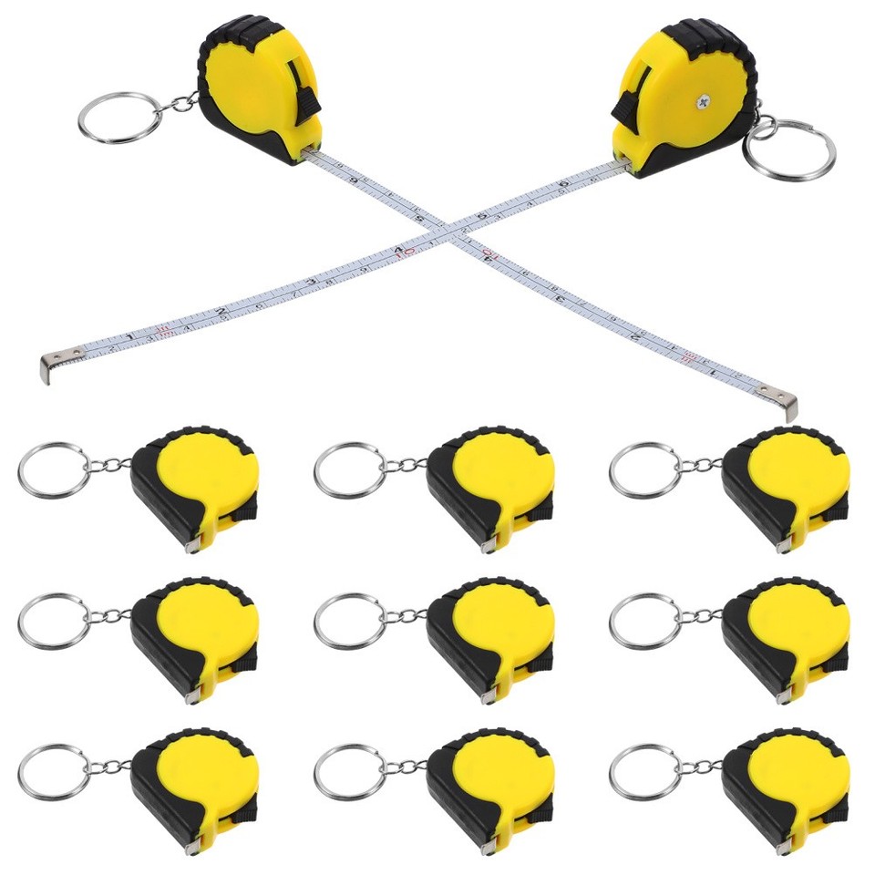12 Pcs Key Chain Tape Measure Mini Measuring Keychain Metal Retractable ...