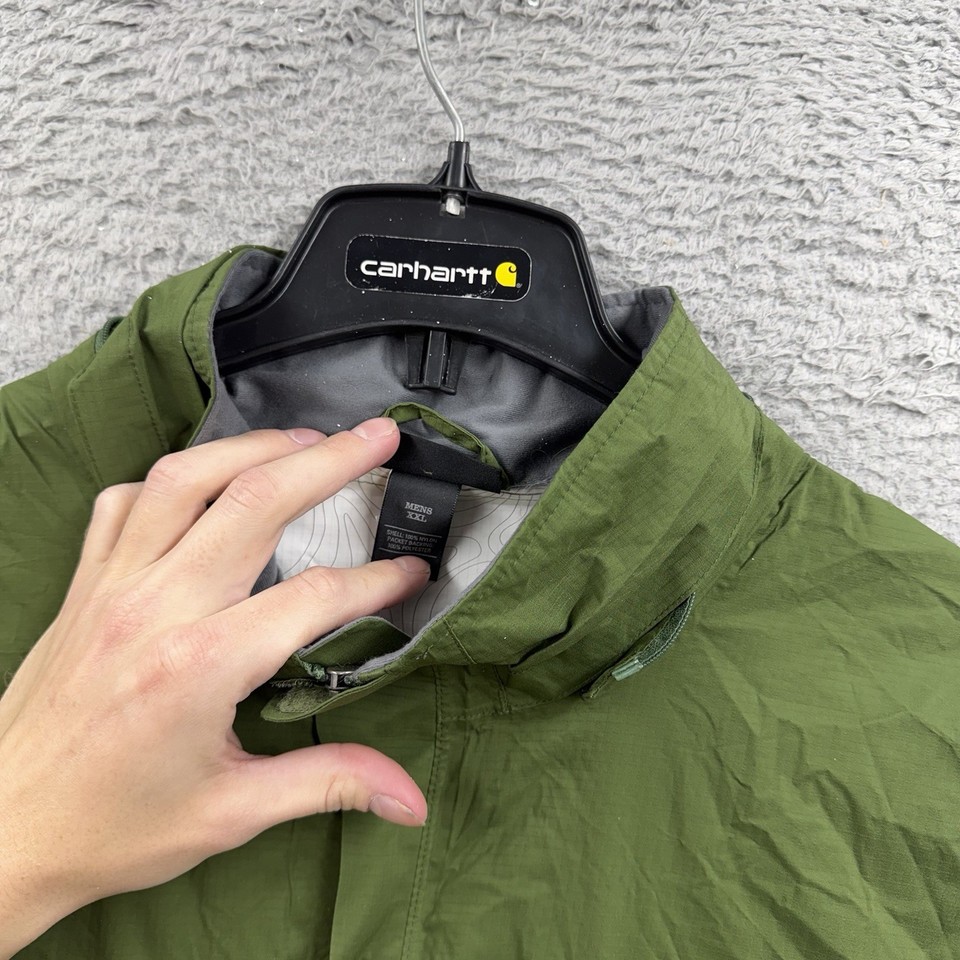 REI Co-Op Elements Jacket Mens XXL Green Hooded Rain Windbreaker Soft ...
