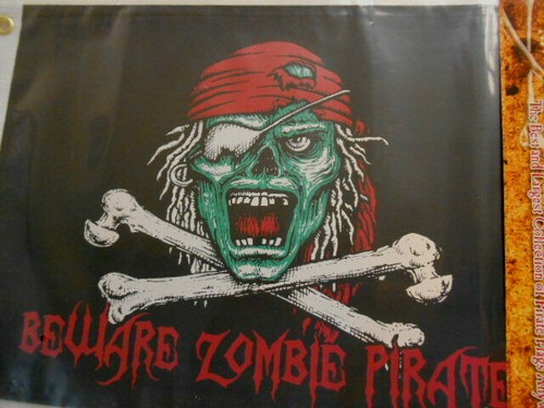 New BEWARE ZOMBIE PIRATE 12" x 18" Two Sided 200 Denier Fade Resistant ...