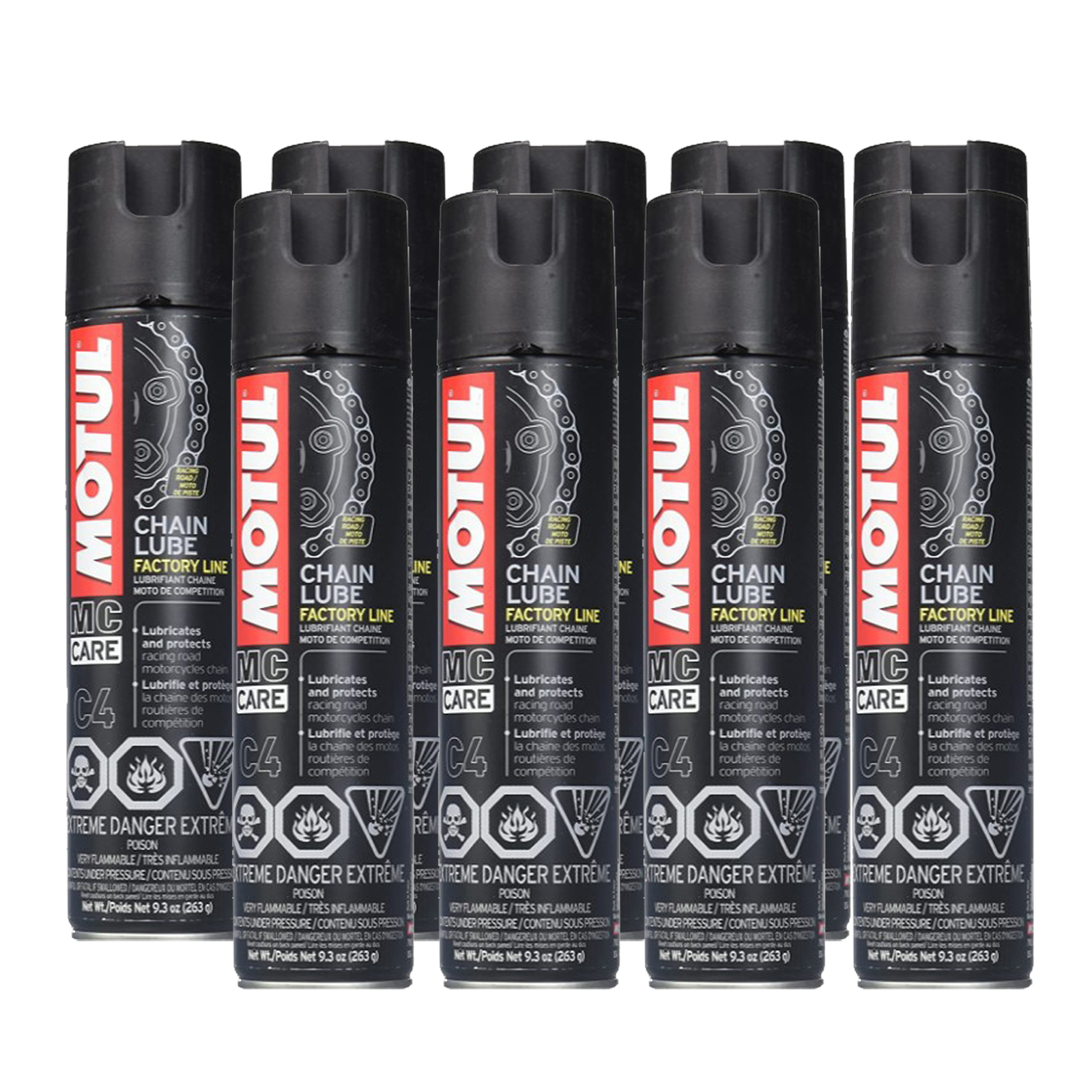 Motul Set of 9 C4 Chain Lubes Factory Line Spray 9.3oz. for O-Z-X ring ...