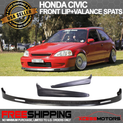 Fits 99-00 Civic EK 2/4Dr BYS PU Front Bumper Lip + Rear Lip Valance ...