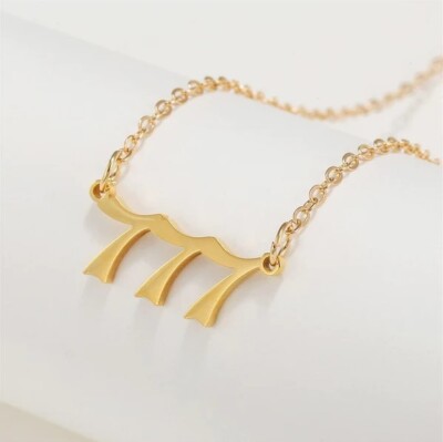 Gold 777 Angel Number Necklace, Jewelry Charms Minimalist Stainless ...