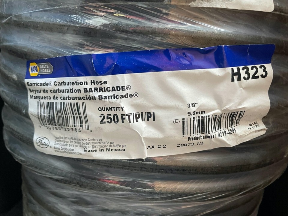 NAPA Gates 3/8" 9.5mm 250 FT Barricade Carburetion Fuel Line Hose 4219 ...