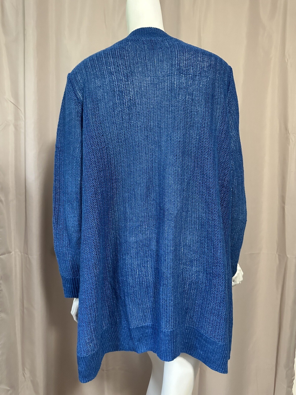 Talbots Women Blue Linen Long sleeve cardigan sweater size 1X excellent ...
