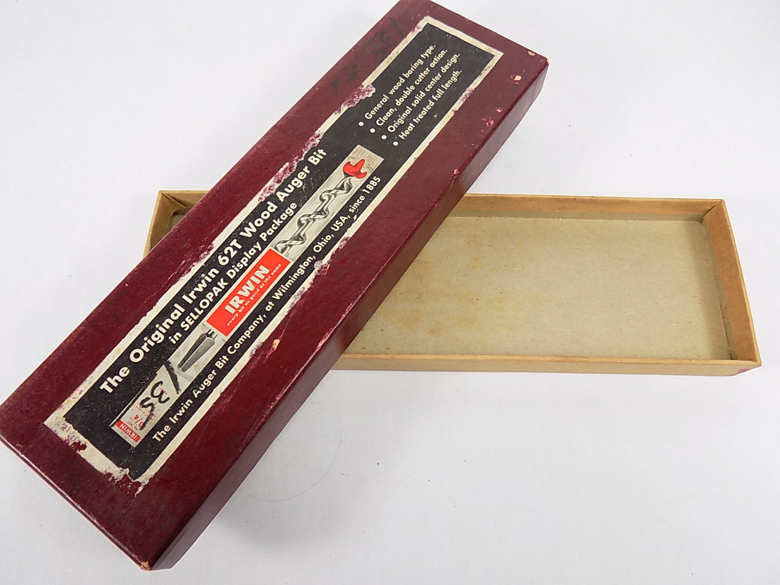 Vintage 1950's IRWIN 62T WOOD AUGER BIT DISPLAY BOX w/ Insert ...