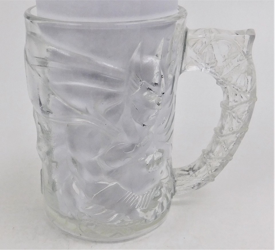 Batman Forever McDonald's Batman Glass Cup Mug Embossed DC Comics 1995 ...