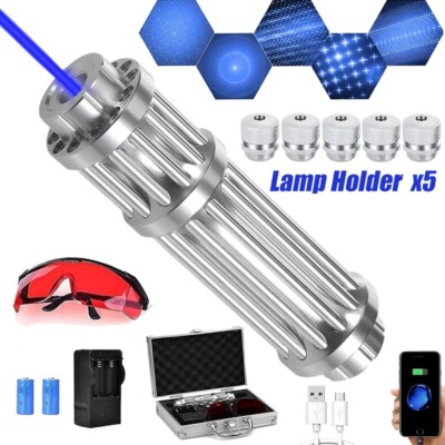 Blue Laser Pointer 450nm Adjustable Visible Beam Dot Light Battery ...