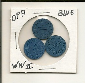 World War II Three (3) Blue One Point Ration Tokens | eBay