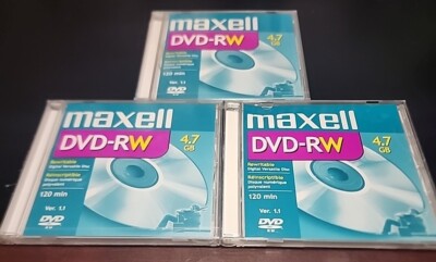 Maxell DVD+R 4.7 GB New Sealed DVD Rewriteable RW Blank Media 3 Pack ...
