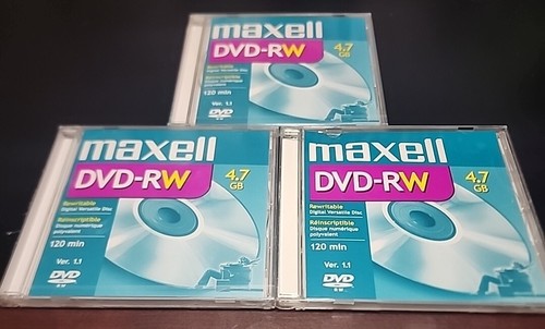Maxell DVD+R 4.7 GB New Sealed DVD Rewriteable RW Blank Media 3 Pack ...