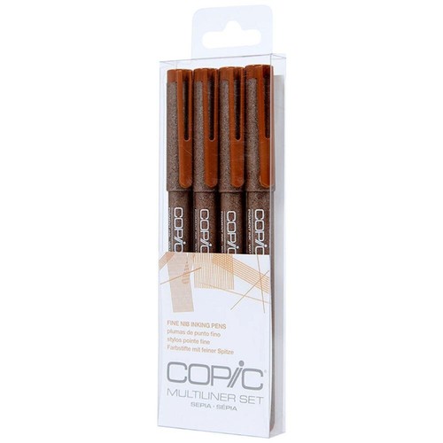 Copic Sepia Multiliner Set of 4 fine nib inking pen pigment based ...