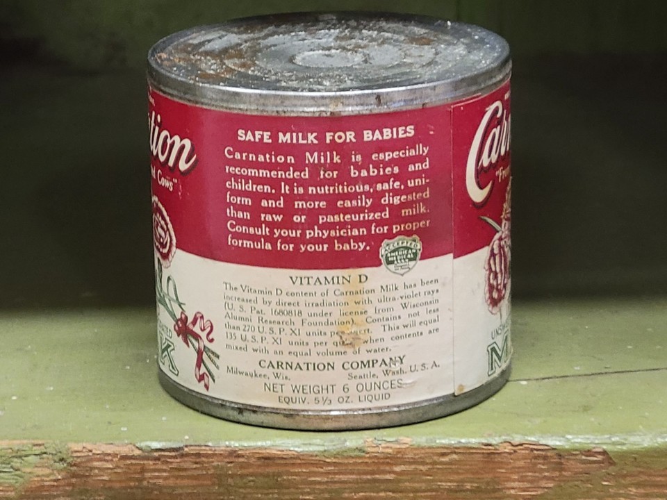 early 1900s Carnation Evaporated Milk Tin Can Paper Label Antique ...
