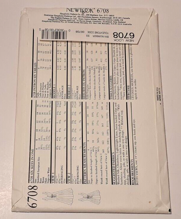 VTG New Look Sewing Pattern 6708 Misses Dresses Size 6-16 Uncut | eBay