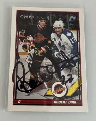 1991-92 O-Pee-Chee Robert Dirk #493 Auto Autograph Signed Vancouver ...