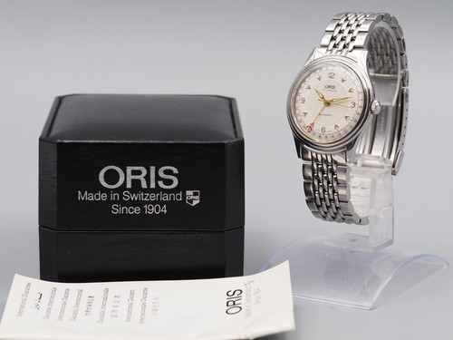 [MINT/CASE] ORIS Pointer Date 7403-40B Silver Automatic Mens Vintage ...