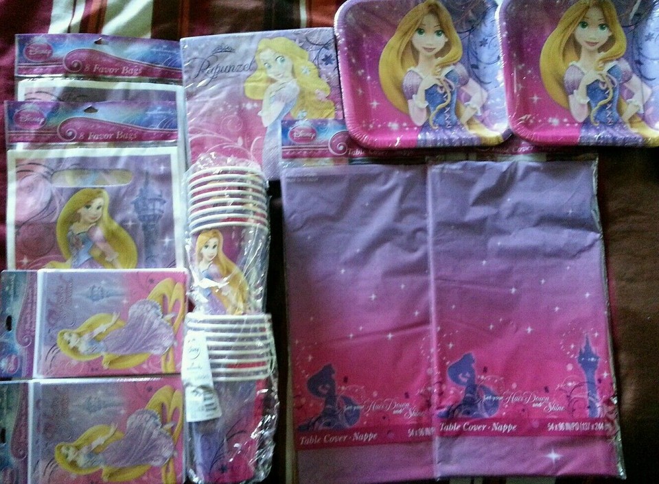 Tangled Rapunzel Party Supplies Set cups plates treat TANGLED Disney ...