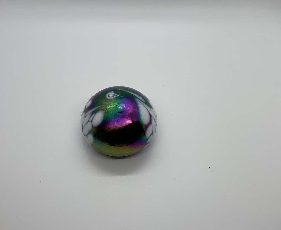 VINTAGE IRIDESCENT SPOTTED ART GLASS PAPERWEIGHT (3 X 2 Inch ) | eBay