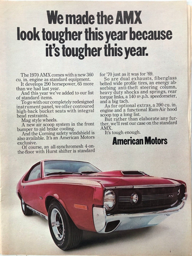Vintage 1970 AMC AMX original color ad AM054 | eBay