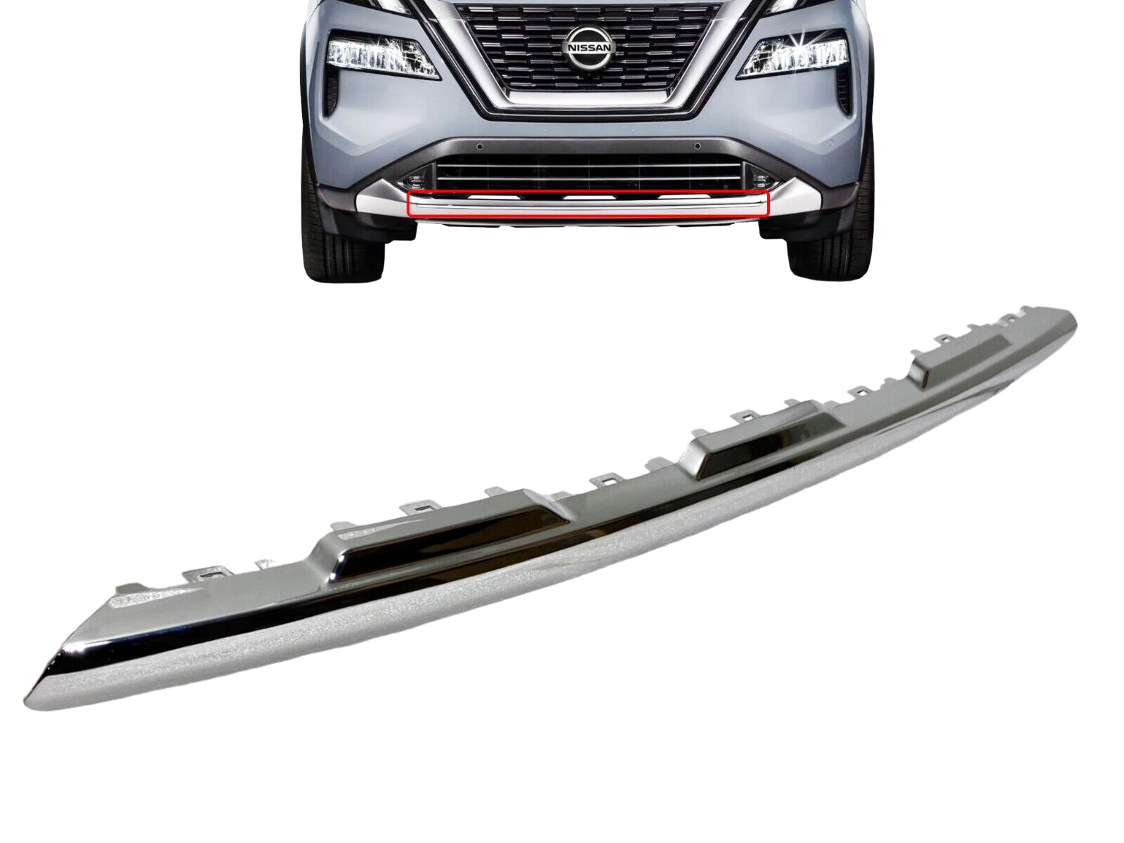 Fits 2021-2023 Nissan Rogue Platinum Front Bumper Chrome Molding Trim ...
