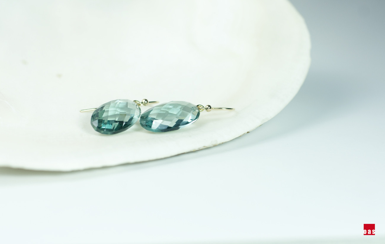 Modern Solid 18k 14k Gold Oval Sage Prasiolite Designer Earrings | eBay