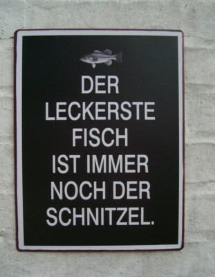 Metallschild Schild Spruch Der leckerste Fisch ist immer ... 35x27cm ...