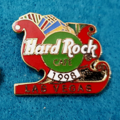 LAS VEGAS XMAS SANTA CLAUS RED SLEIGH SLED 1998 PRESENTS Hard Rock Cafe ...