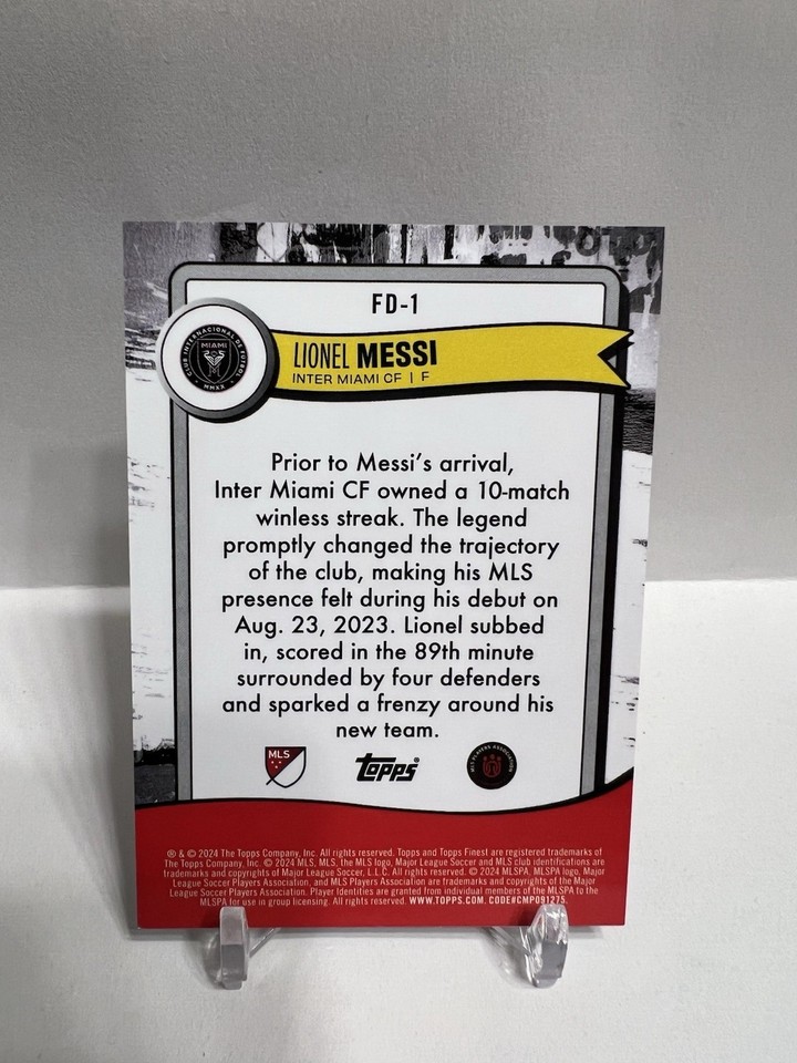 LIONEL MESSI 2024 Topps Finest MLS Finest Debuts FD-1 Black inter Miami ...