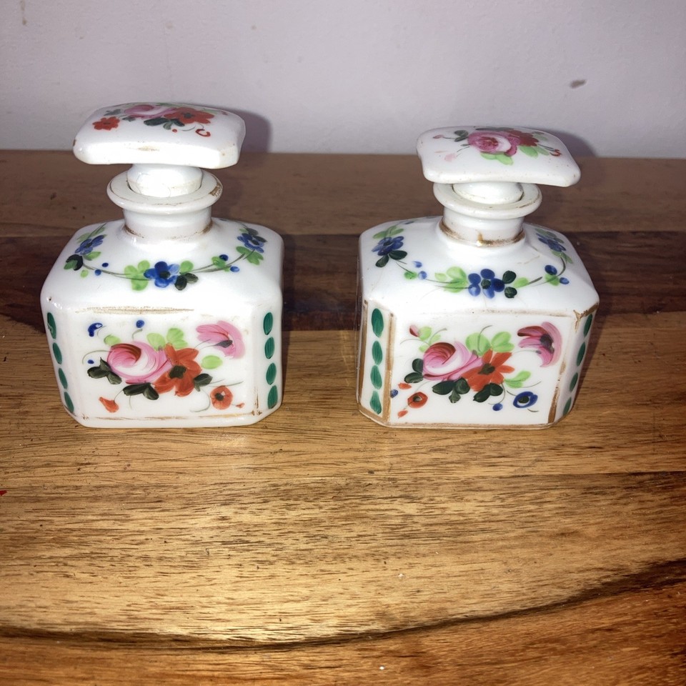 Pair of Very Pretty French Ceramic Perfume Bottles Victorian | eBay UK