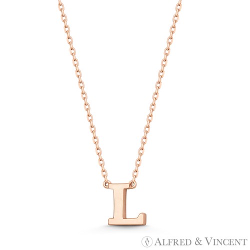 Initial Letter "L" 14k Rose White Yellow Gold Alphabet Pendant & Chain ...