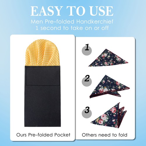 Prefolded Pocket Squares for Men 12 PCS Masculine Polyester Suit ...
