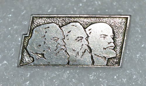 KARL MARX & FRIEDRICH ENGELS & LENIN Communism vtg pin badge ...