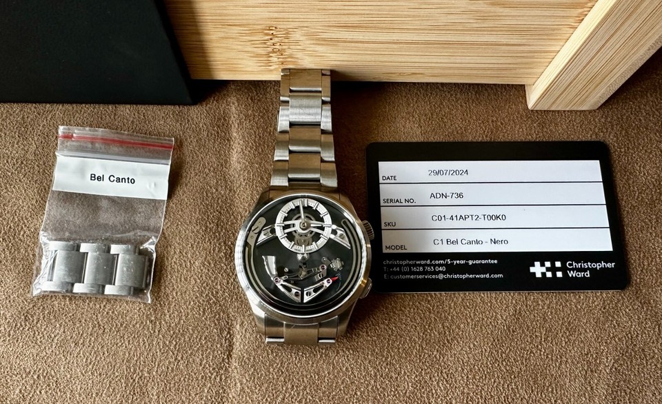 41mm Christopher Ward C1 Bel Canto Nero Titanium Watch-Black Dial w ...