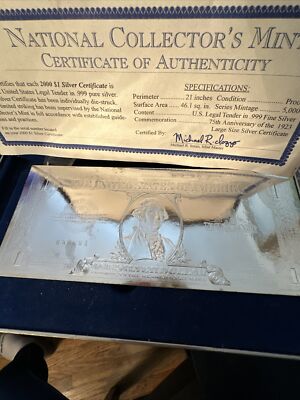 NATIONAL COLLECTORS MINT 2000 $1 FINE SILVER CERTIFICATE NOTE PERIMETER ...