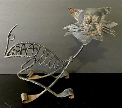 VTG Scrap Metal 3D Cat Sculpture Welded 16” x 12.8” x7” Garden Idea ...