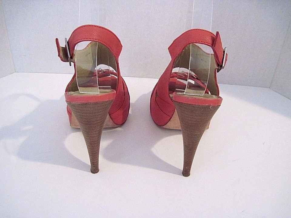 BE & D WOMEN'S PEBBLED LEATHER HEELS SHOES BEAUTIFUL SALMON COLOR SIZE ...