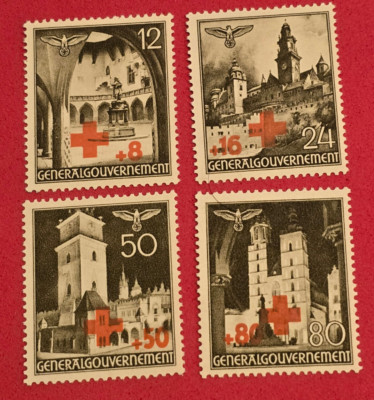 DRK RED CROSS WW2 WWII Nazi German Third Reich stamps POLAND NSDAP ...