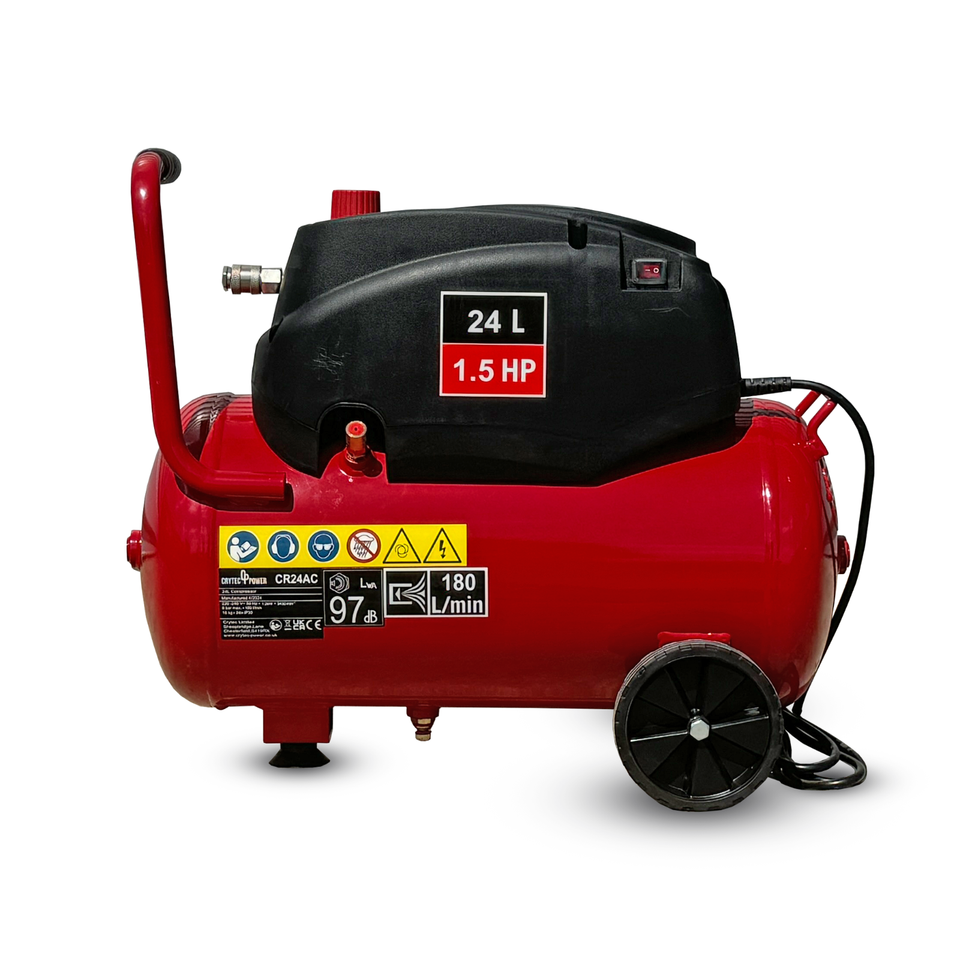 Crytec CR24AC 24L Capacity Oil - Free Air Compressor 1.2KW 6.3 CFM 8 ...