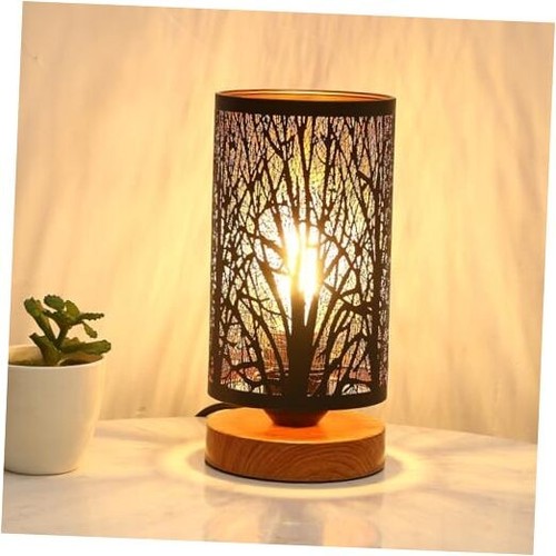 Black Rustic Table Lamp for Bedroom Small Space Farmhouse Dimmable ...