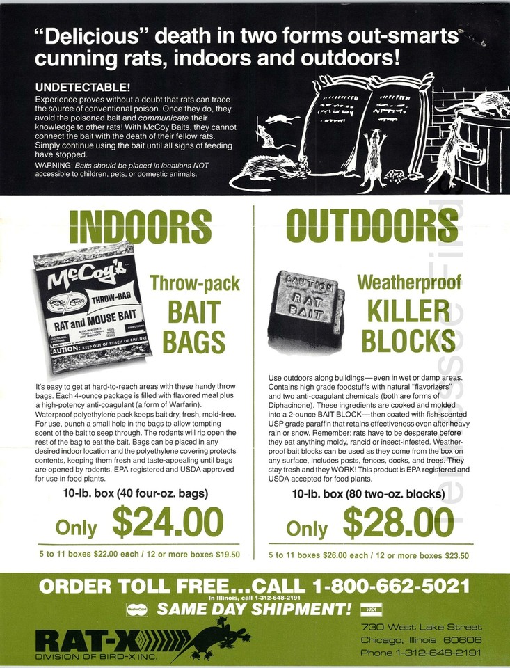 Vintage Paper Advertisement For McCoy's Throw Bag Rat And Mouse Bait ...