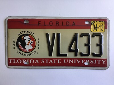 2013 Florida State University FSU National Champions License Plate Tag ...