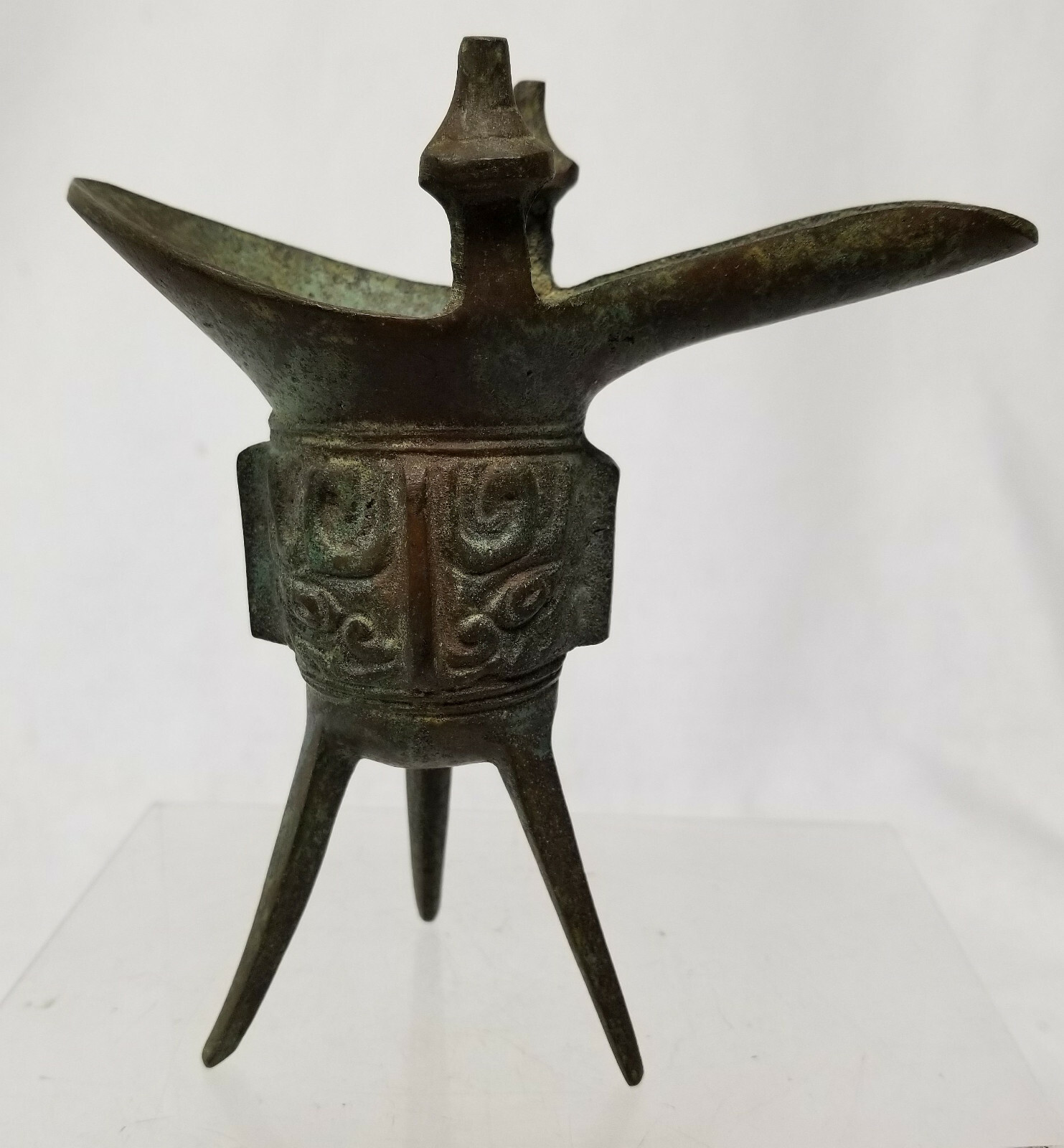 Antique CHinese Jue Ritual Bronze Archaistic Wine Vessel Taotie | eBay