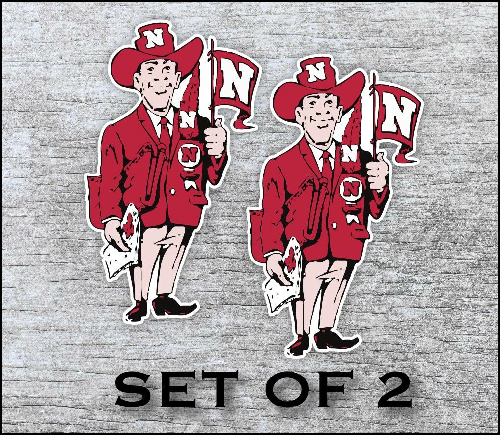 Nebraska Huskers Harry Husker Sticker Decal Vinyl SET OF 2 Cornhole ...