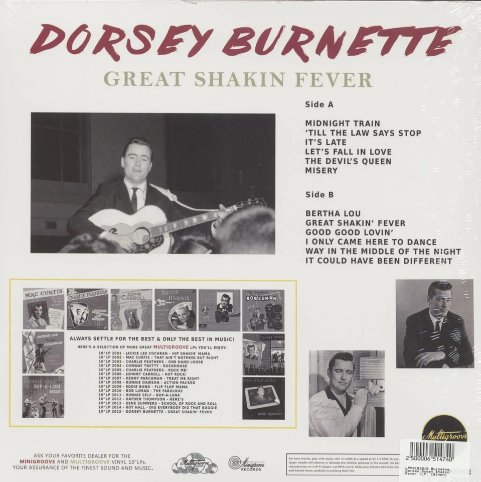 LP-10" DORSEY BURNETTE "Great Shakin' Fever" Fantastic R'n'R ...