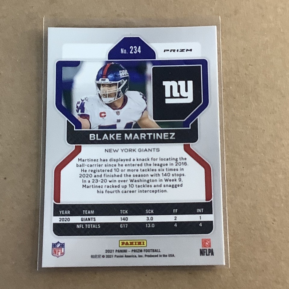 2021 Panini Prizm Orange Lazer Blake Martinez New York Giants #234 A-51 ...