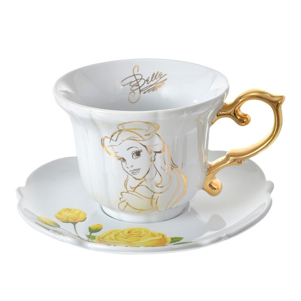 Disney Store Japan Beauty and the Beast Belle Tea Cup Plate Set FLOWER ...