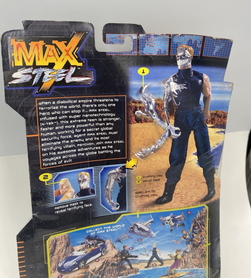 Max Steel Vintage 1999 Psycho Villain Action Figure W/ Snow Blind VHS ...